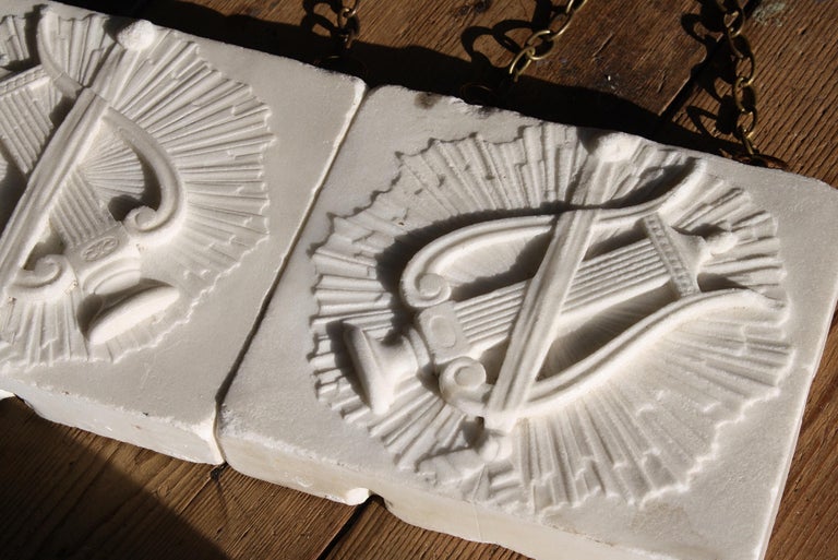 19th C Pair Carved Marble Lyres Rococo Architectural Elements Grand ...