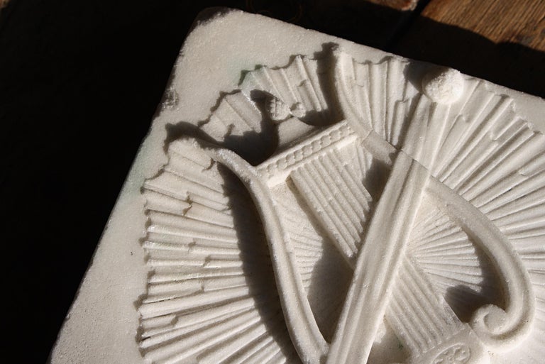 19th C Pair Carved Marble Lyres Rococo Architectural Elements Grand ...