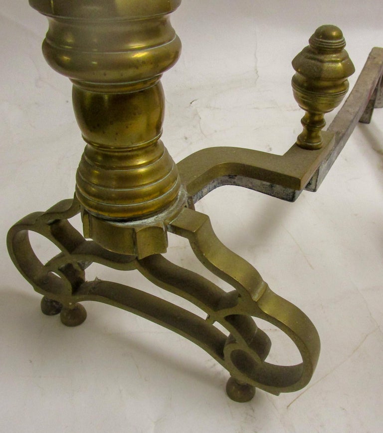 19th c Pair English Victorian Andiron Firedog Pair For Sale at 1stDibs