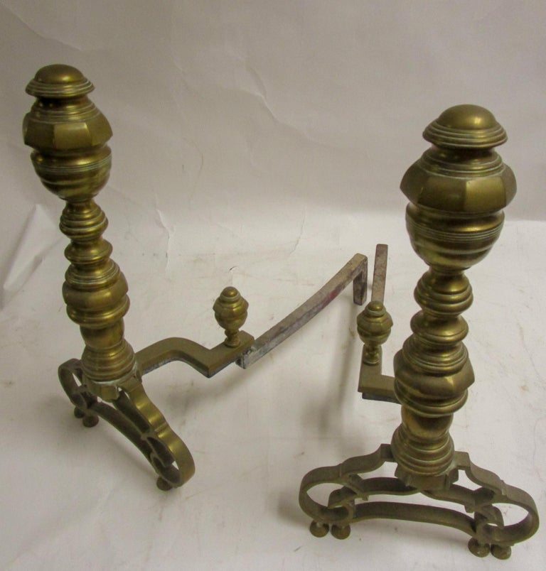 19th c Pair English Victorian Andiron Firedog Pair For Sale at 1stDibs