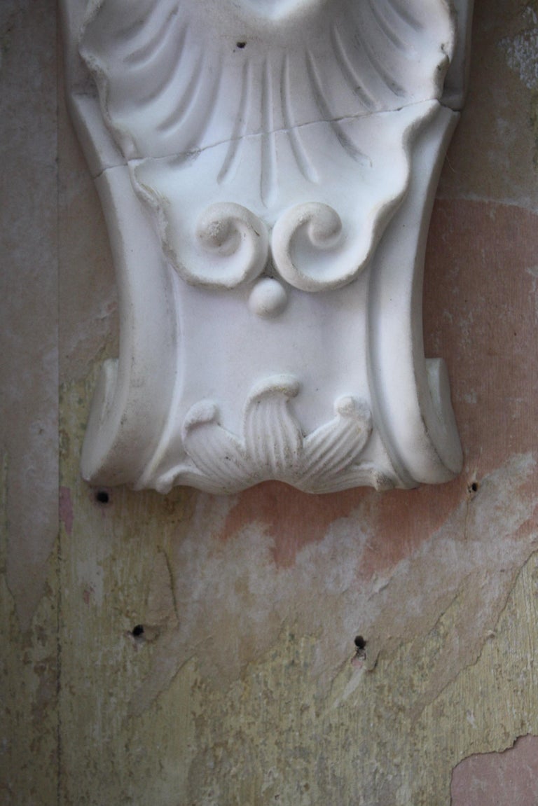 19th C Pair of Carved Marble Organic Decorative Rococo Architectural ...