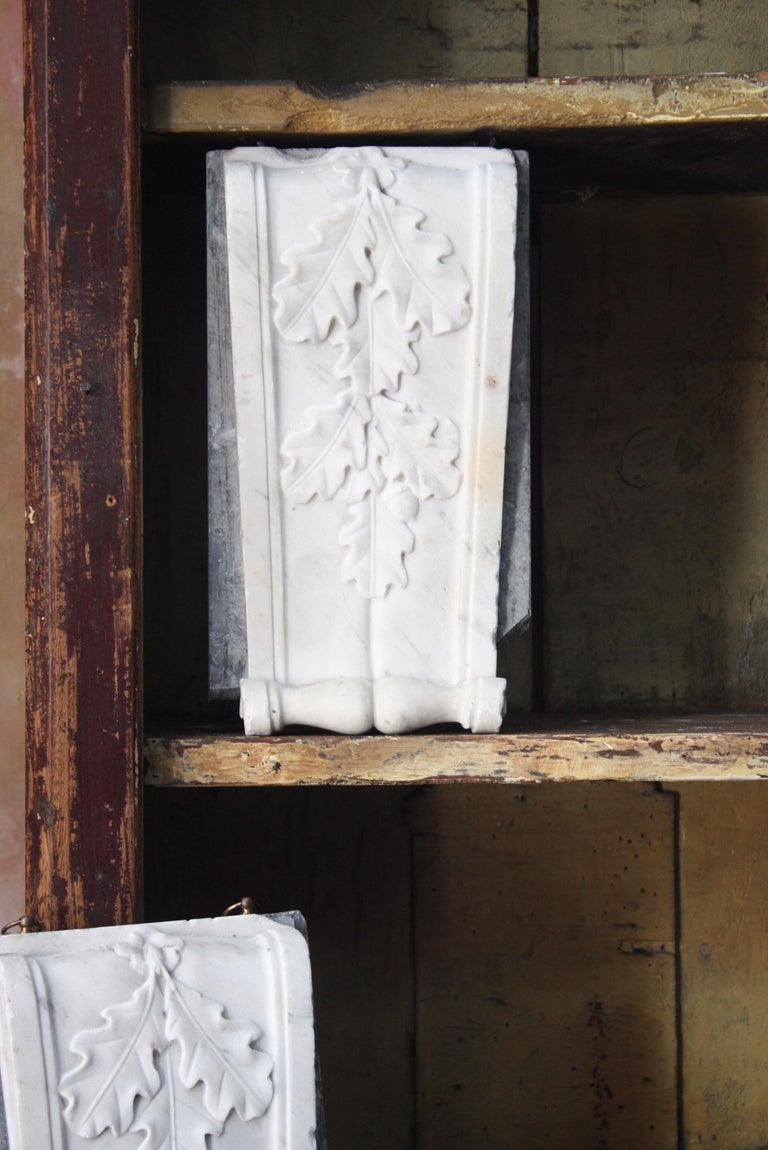 19th C Pair of Carved Marble Organic Decorative Rococo Architectural ...