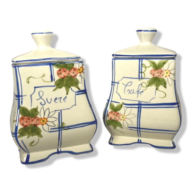 19th C. Parisienne Hand-Painted Porcelain 'Cafe and Sucre" Canisters ...