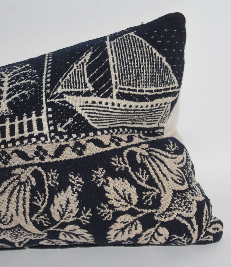19th C Pictorial Coverlet Bolster Pillow For Sale at 1stDibs