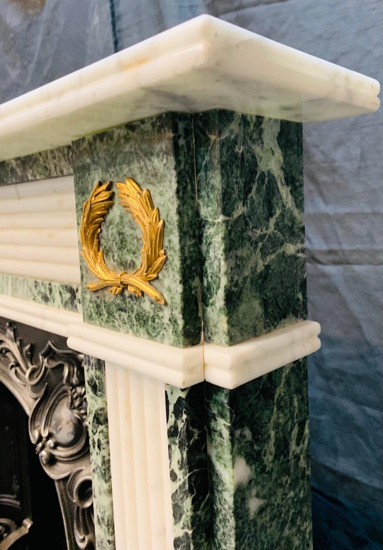 19th C Regency Style Verde Tinos Marble Fireplace Surround with Ormolu ...
