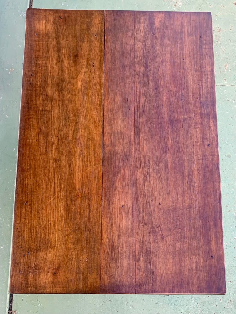 19th C Rustic Farmhouse Wood Table with Single Drawer For Sale at 1stDibs