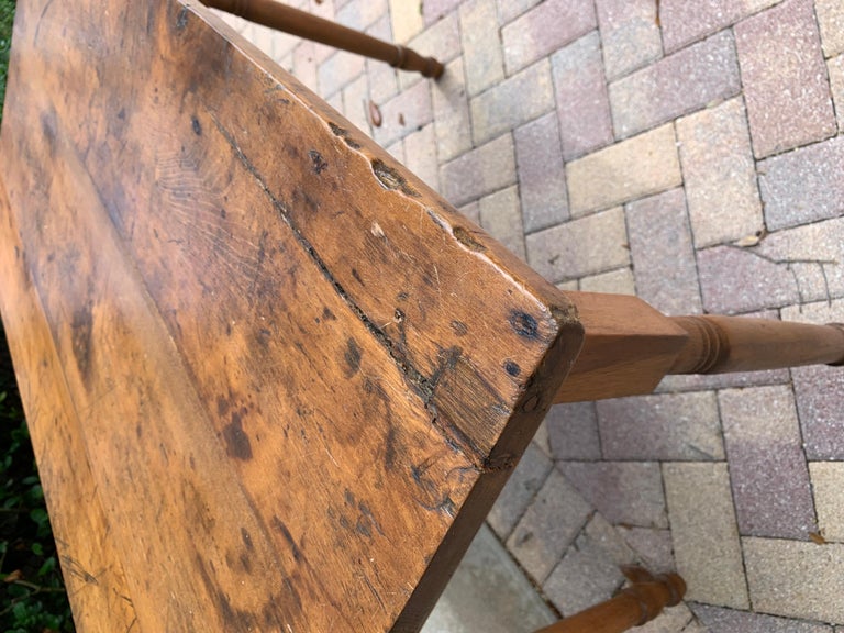 19th C. Rustic Farmhouse Wood Table with Single Drawer at 1stDibs