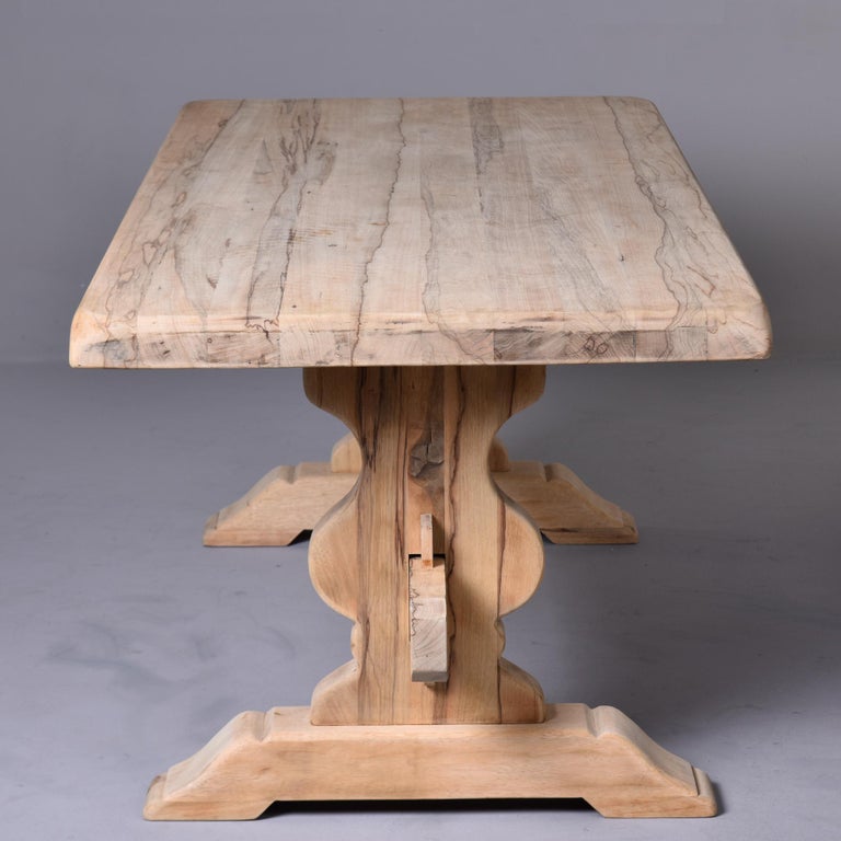 19th C Sanded Bare Oak French Country Farm Trestle Table at 1stDibs