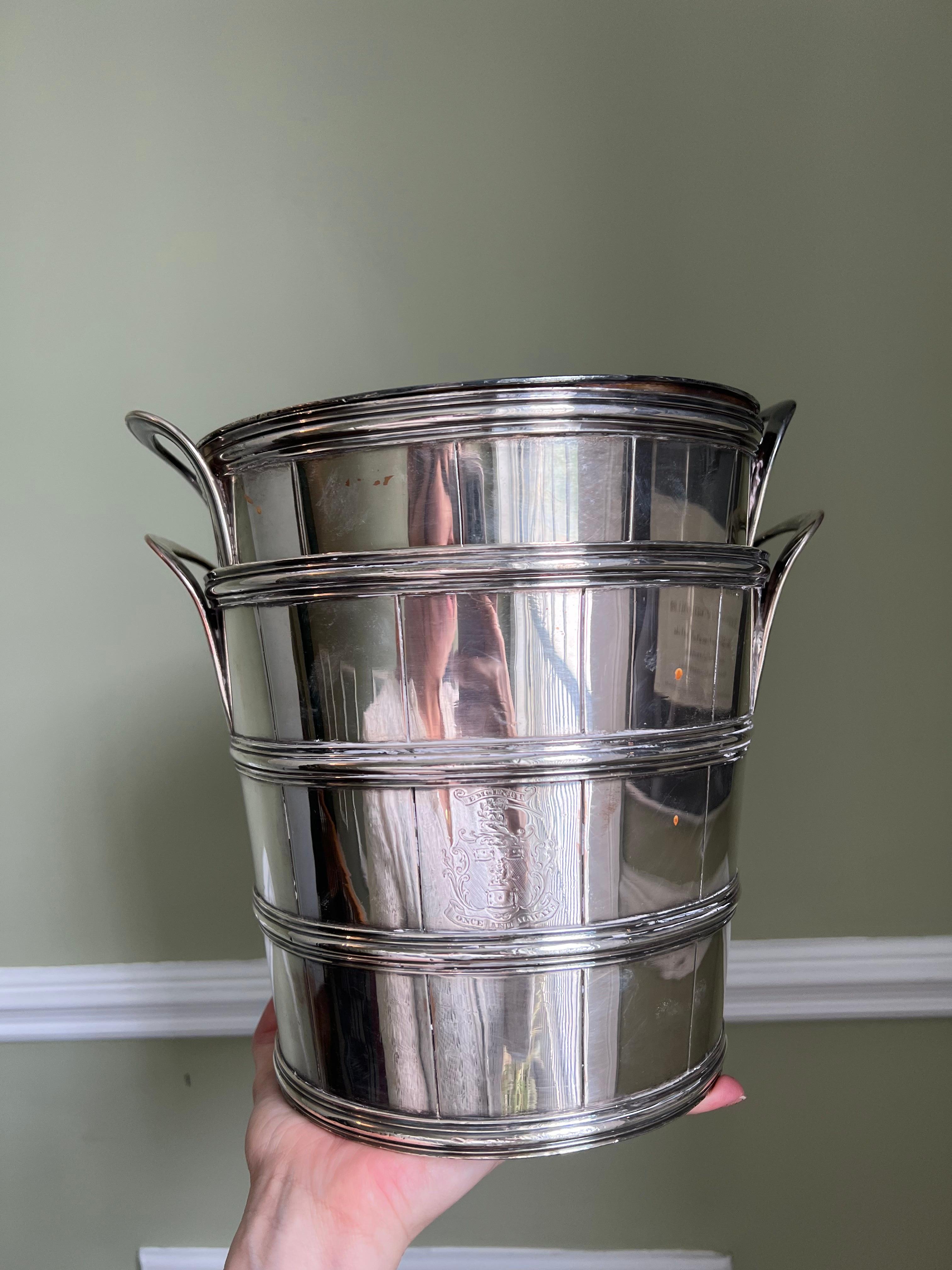 19th C. Sheffield Plate Wine Champagne Drink Cooler Buckets, Set of 2 ...