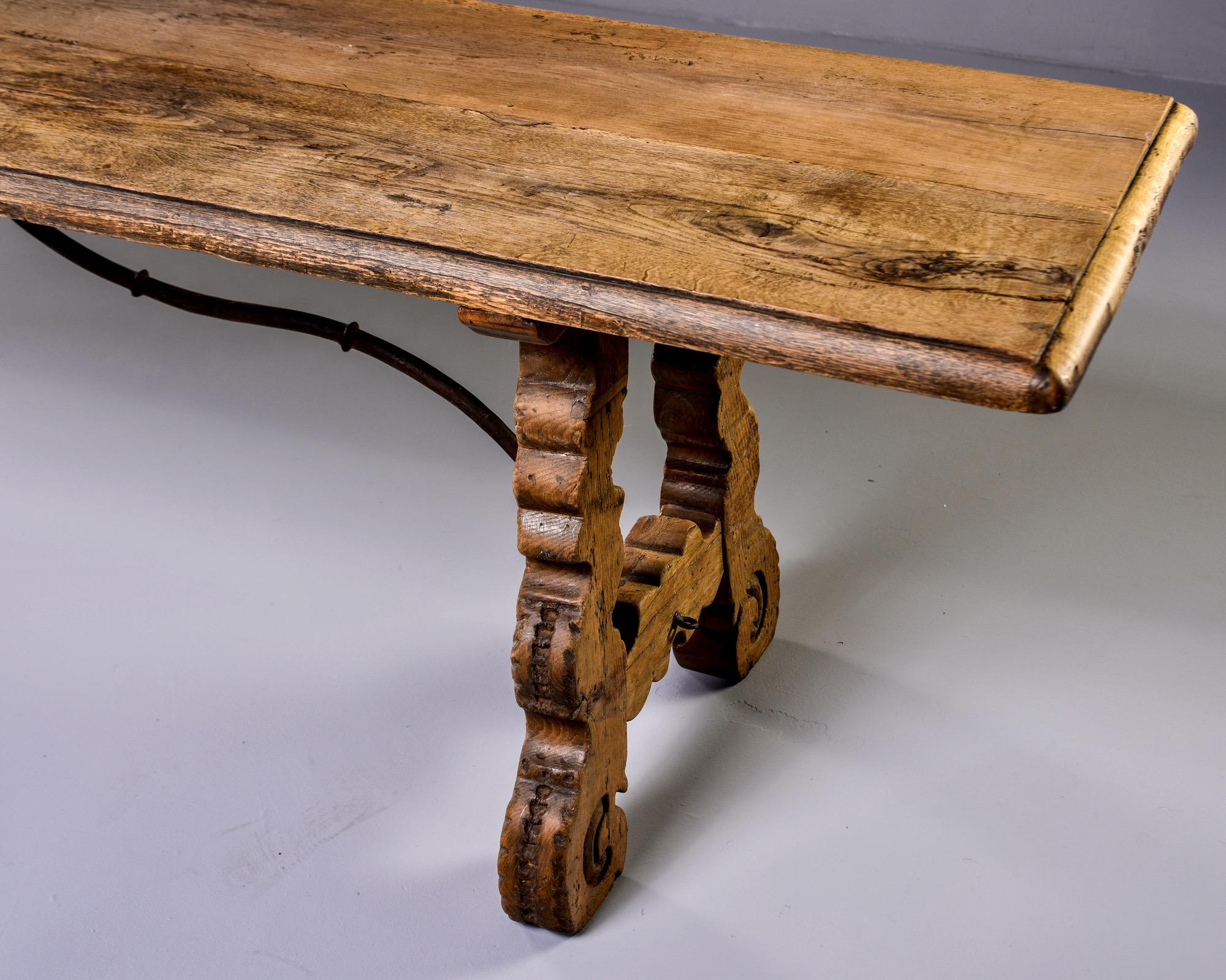 19th C Spanish Baroque Bleached Walnut Table with Lyre Shaped Legs and ...