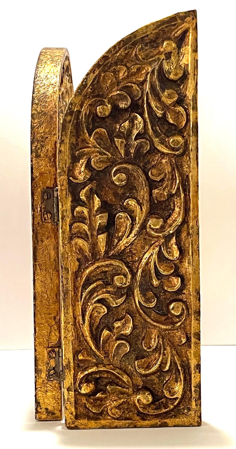 19th C. Spanish Colonial Carved Giltwood Triptych of Virgin Mary and Christ Child For Sale at ...