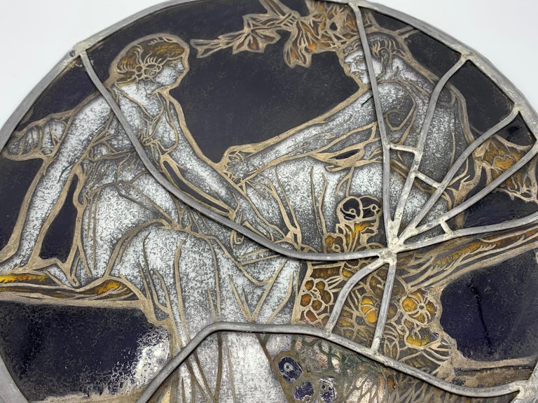 19th Century Stained Glass and Lead Greek God and Goddess Circular ...