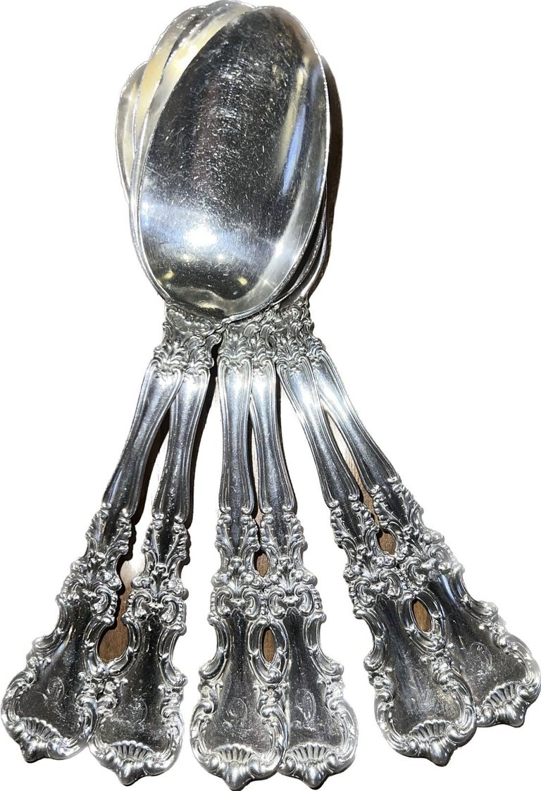 19th C. Sterling Silver Serving or Large Soup Spoons For Sale at 1stDibs