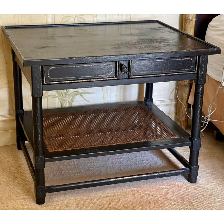19th C Style Charles Pollock Black and Gold Chinoiserie Side Table For ...