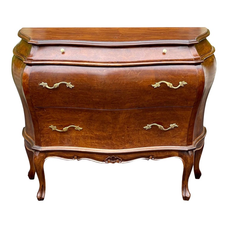 19th C, Style Italian Bombay Burl Walnut Commode Night Stand End Table ...