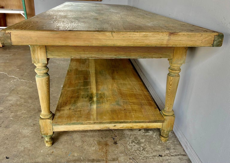 19th C. Swedish Farm Table W/ Shelf For Sale at 1stDibs