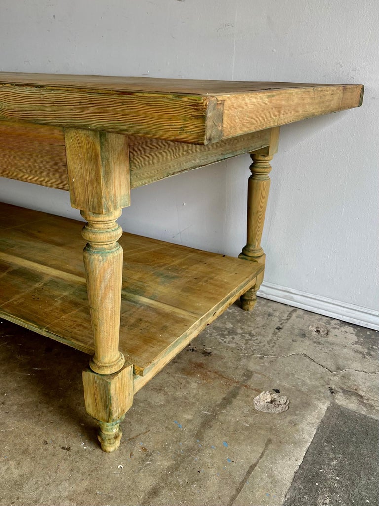 19th C. Swedish Farm Table W/ Shelf For Sale at 1stDibs