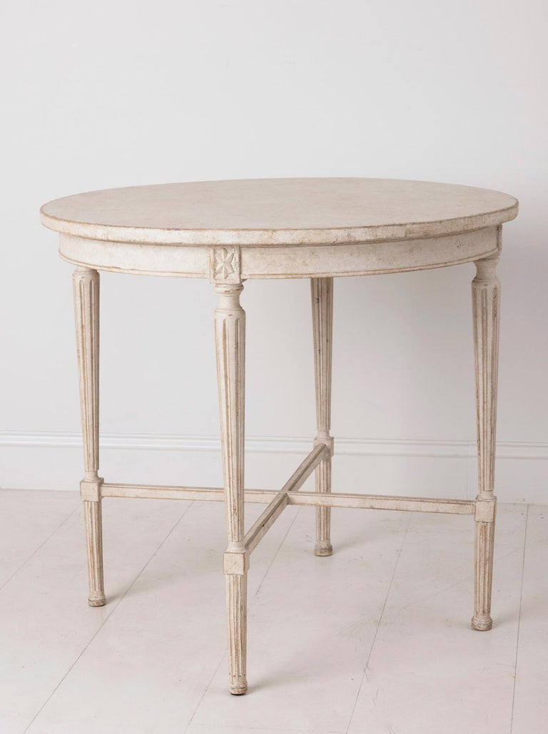 19th C. Swedish Late Gustavian Style Painted Round Table For Sale at ...