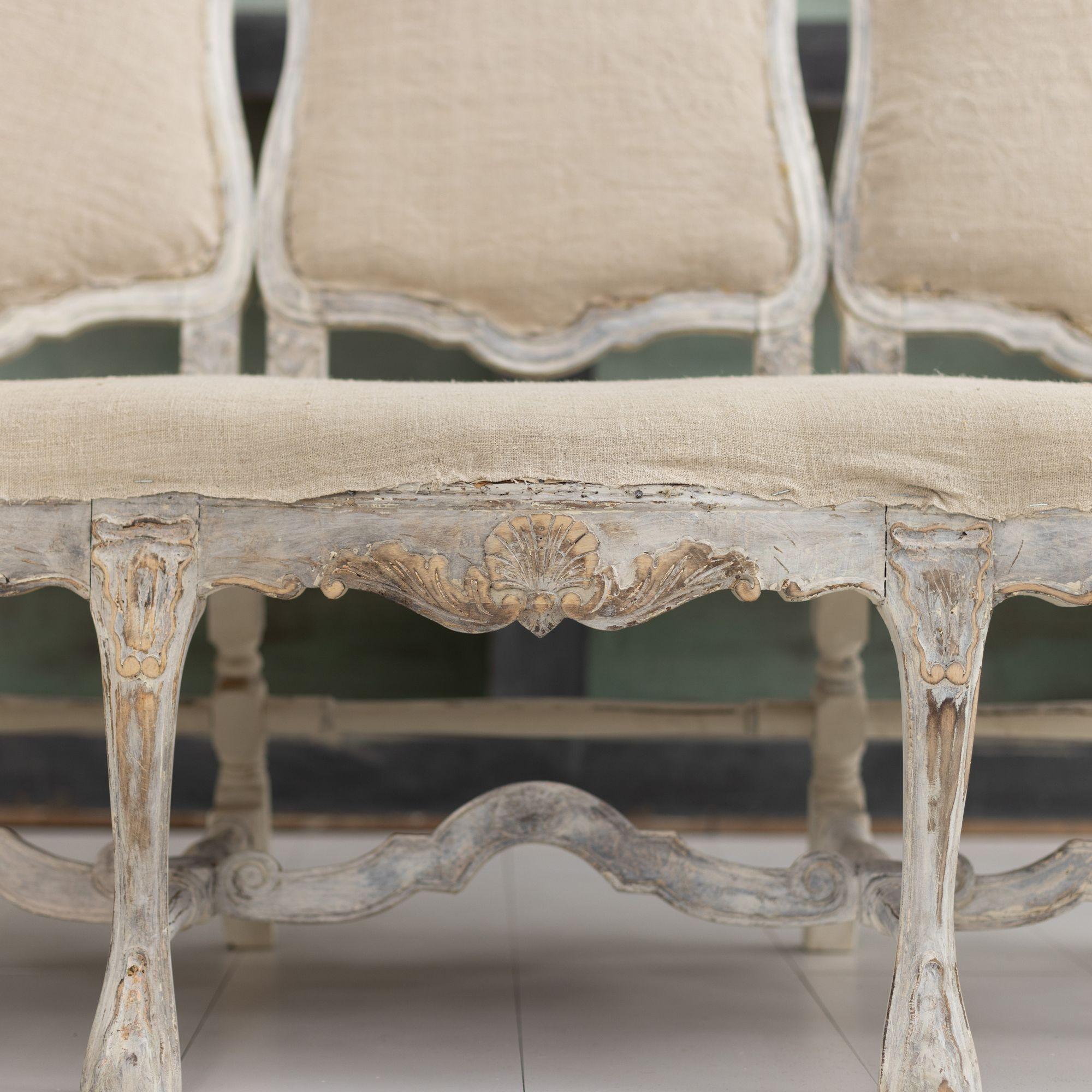 19th c. Swedish Rococo Settee or Sofa Bench in Original Paint For Sale ...