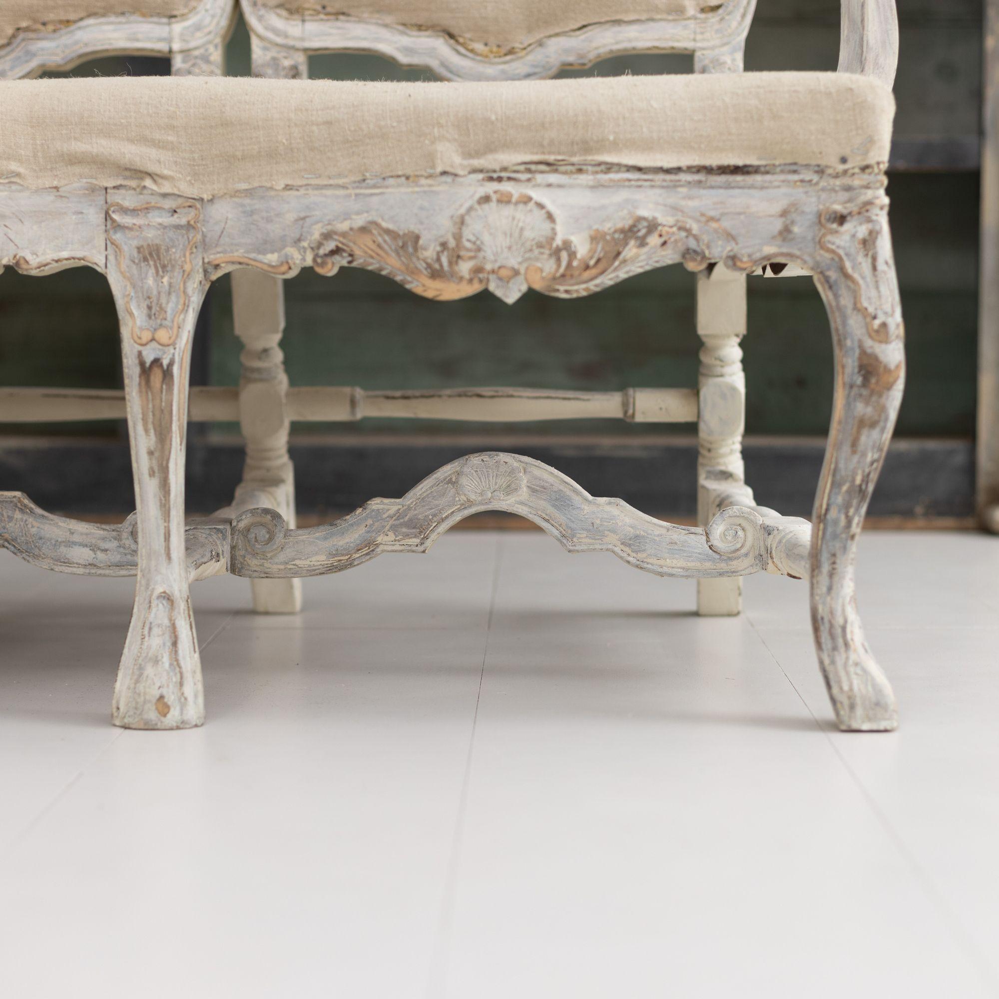 19th c. Swedish Rococo Settee or Sofa Bench in Original Paint For Sale ...
