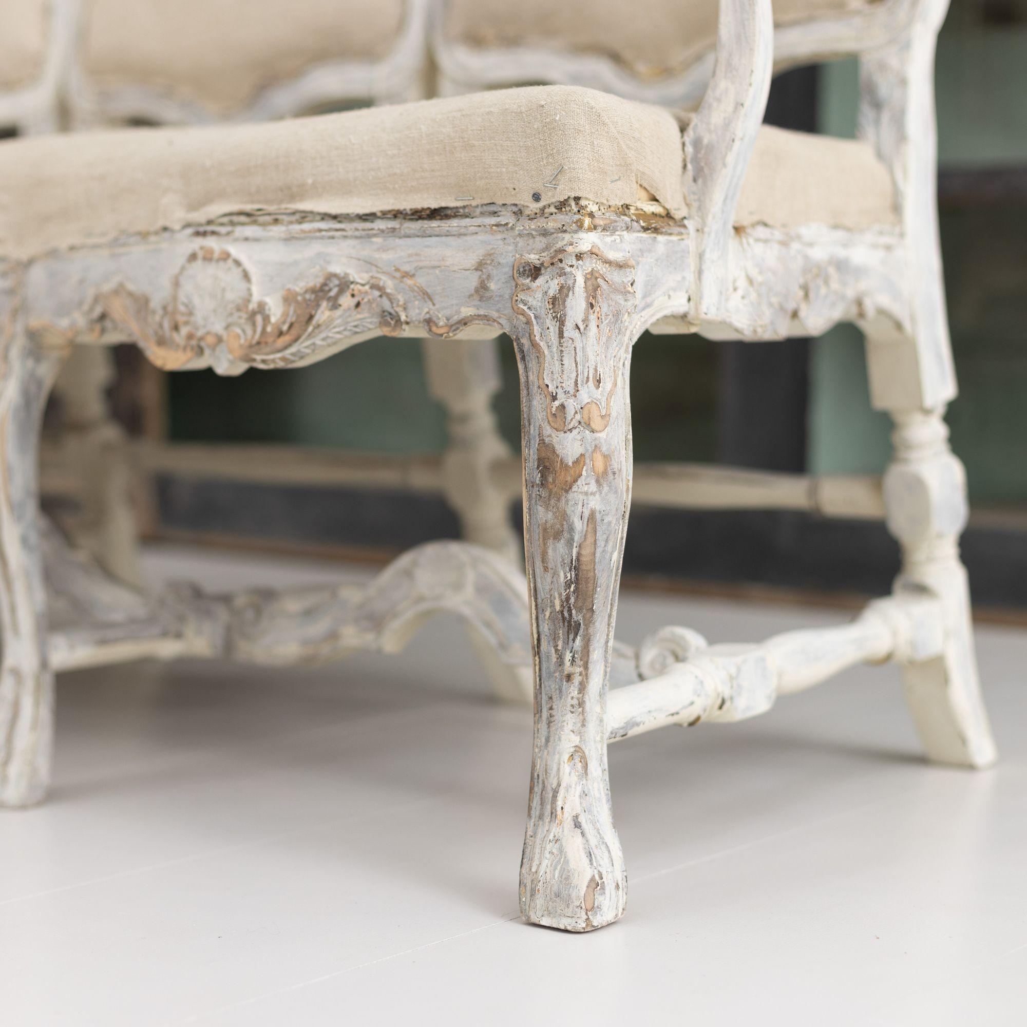 19th c. Swedish Rococo Settee or Sofa Bench in Original Paint For Sale ...