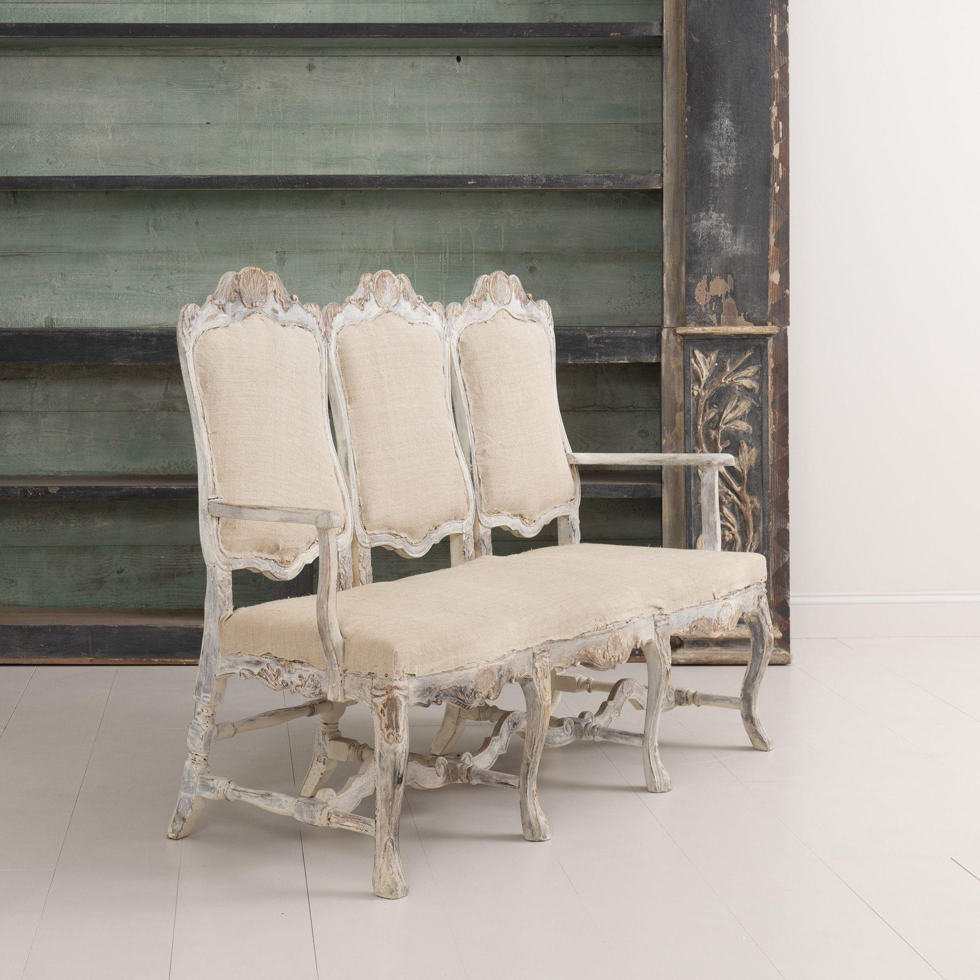 19th c. Swedish Rococo Settee or Sofa Bench in Original Paint For Sale ...