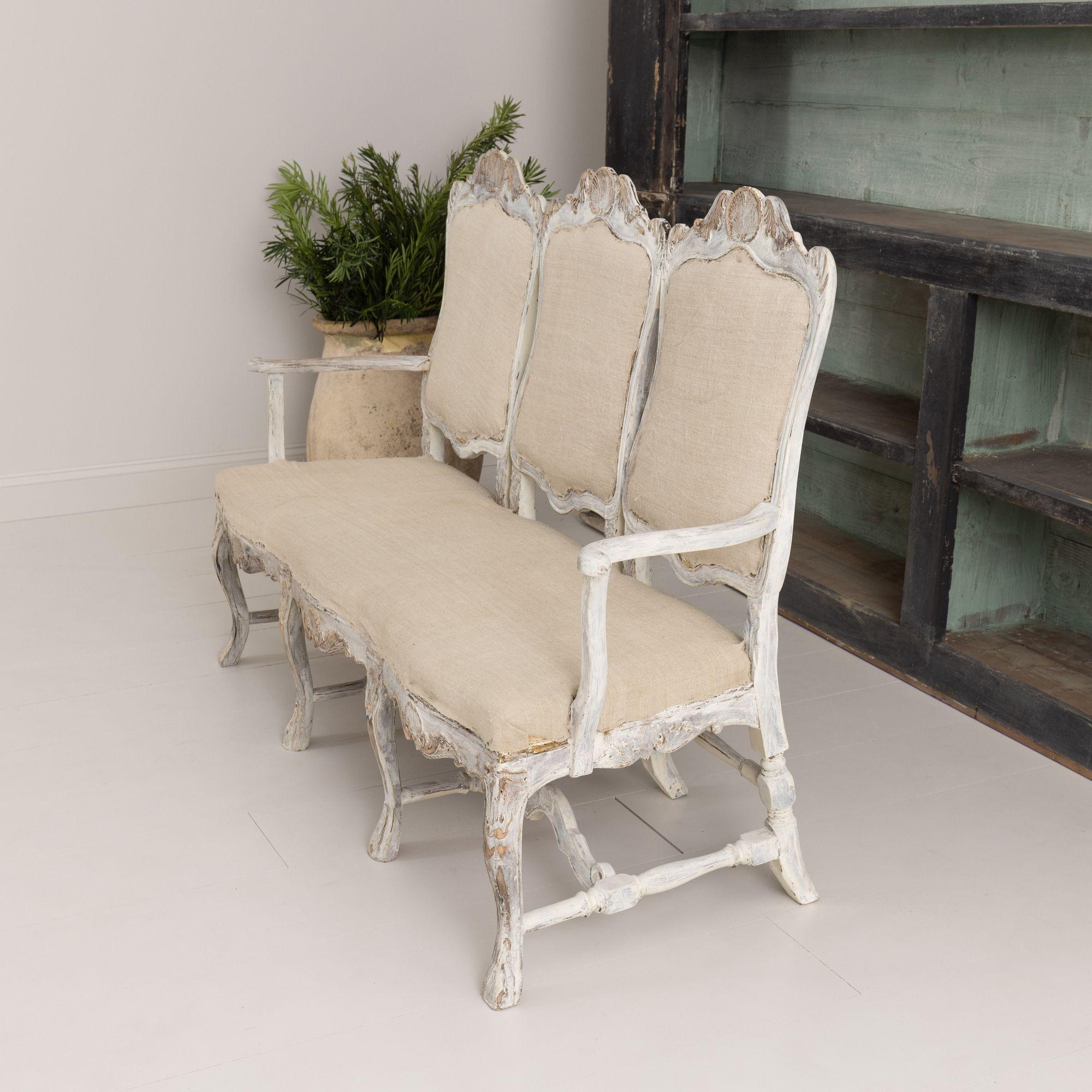 19th c. Swedish Rococo Settee or Sofa Bench in Original Paint For Sale ...