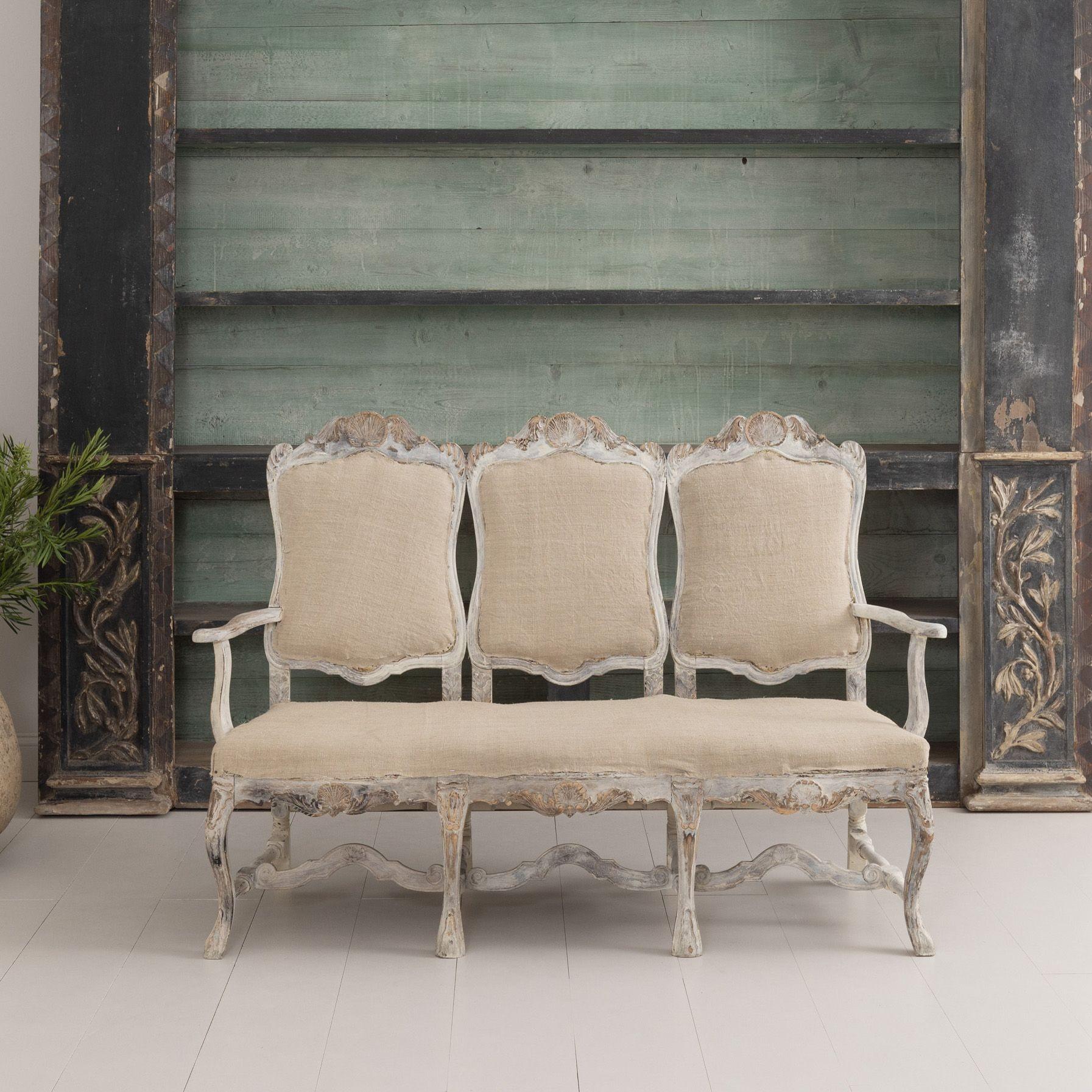 19th c. Swedish Rococo Settee or Sofa Bench in Original Paint For Sale ...