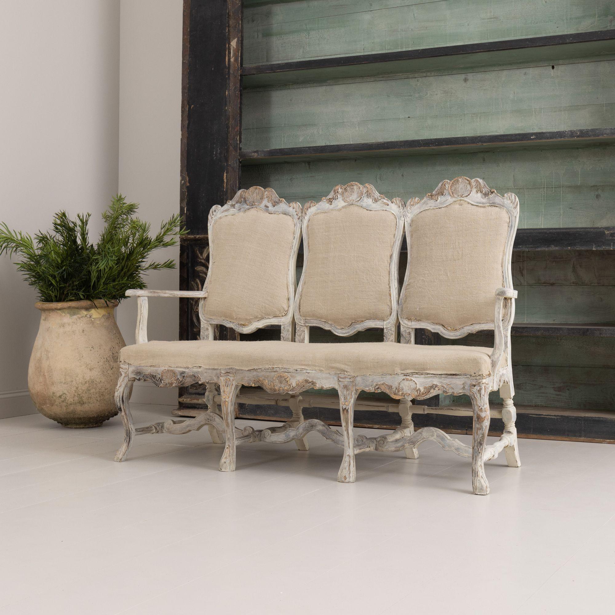 19th c. Swedish Rococo Settee or Sofa Bench in Original Paint For Sale ...