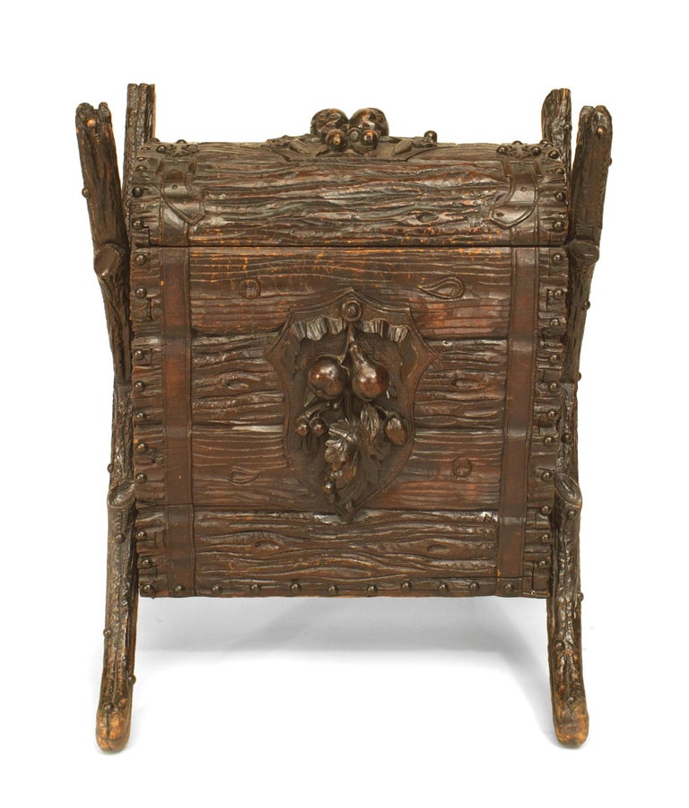 Rustic Black Forest Walnut Trunk For Sale at 1stDibs