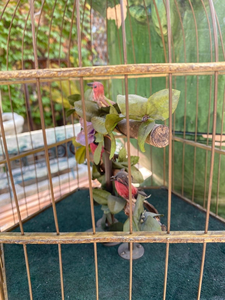 19th C. Triple Singing Automaton Singing Birds Gilt Mechanical Antiques ...