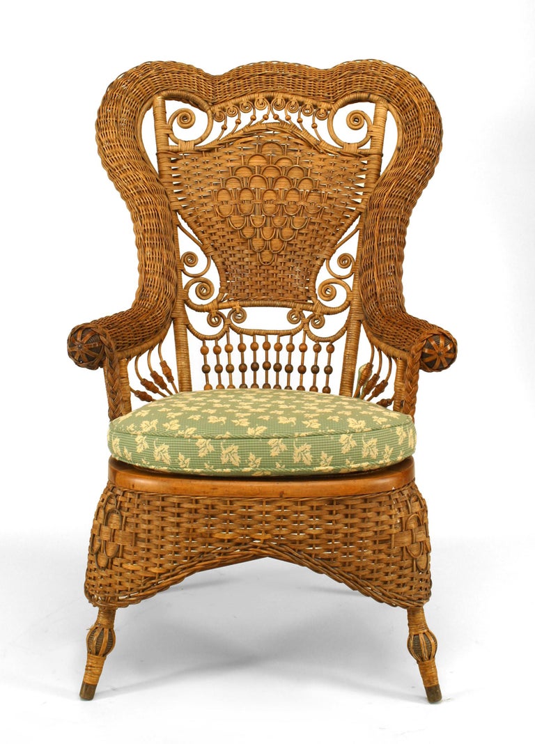 19th c. Whitney Reed High Back Wicker Armchair at 1stDibs | high back ...