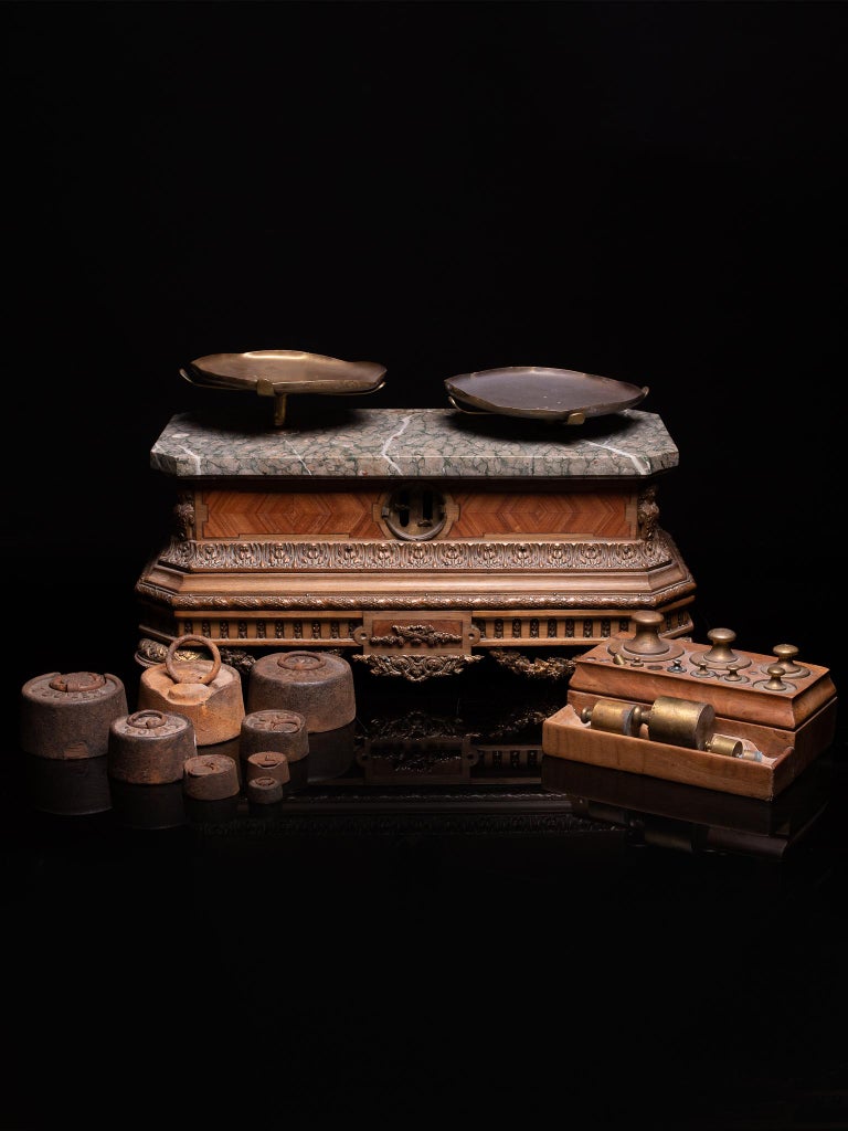 19th C Wonderful Spanish Shop Scale with Original Set of Weights For ...