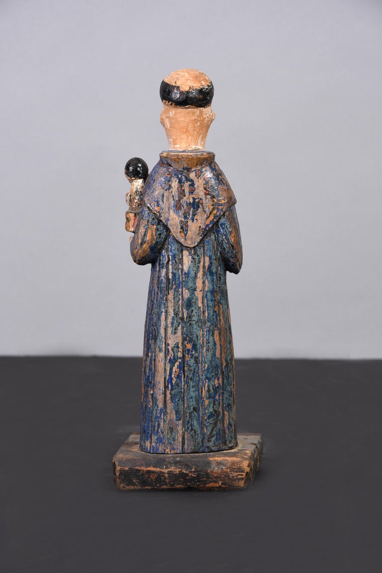 19th Century Carved Wood Saint Anthony Santo Sculpture at 1stDibs