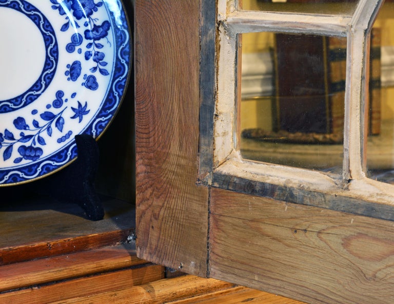 English Country Style Two-Part Step Back Pine Cupboard with Glass Doors ...