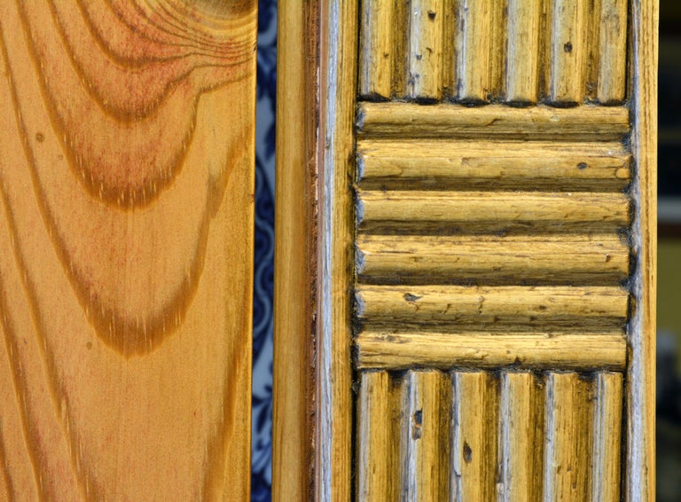 English Country Style Two-Part Step Back Pine Cupboard with Glass Doors ...