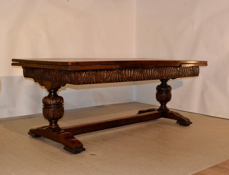 19th Century English Oak Draw Leaf Table For Sale at 1stDibs