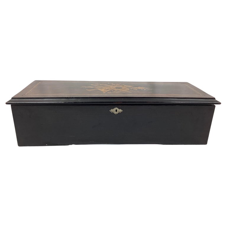 19th Century 12 Tune Cylinder Music Box Inlaid Case Works Great For ...