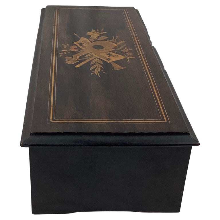 19th Century 12 Tune Cylinder Music Box Inlaid Case Works Great For ...