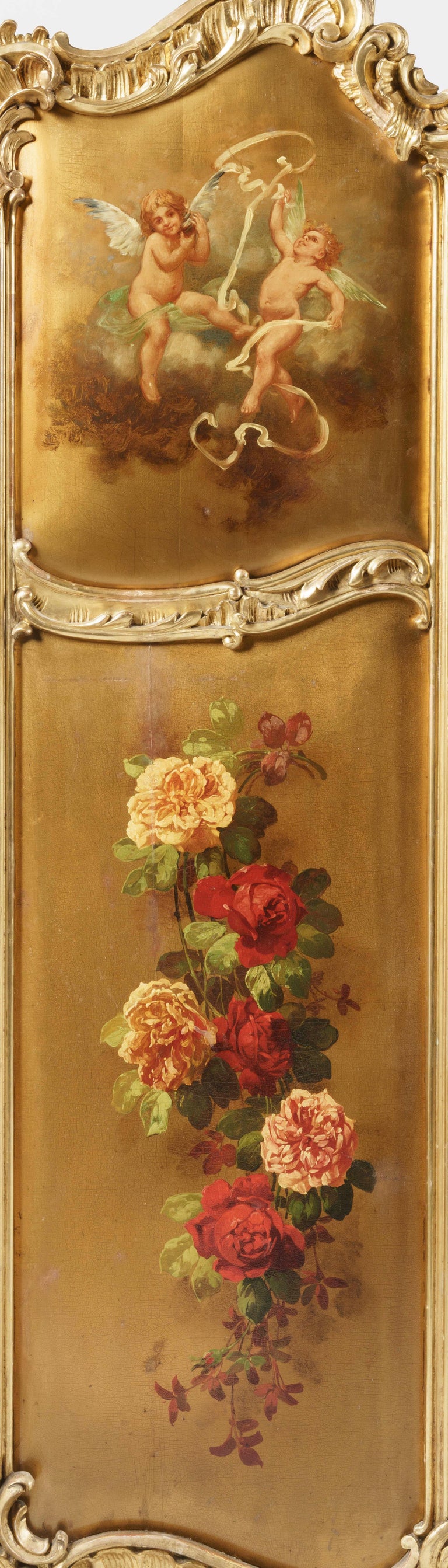 19th Century 3-Fold Screen with Vernis Martin Panels in the Louis XV ...