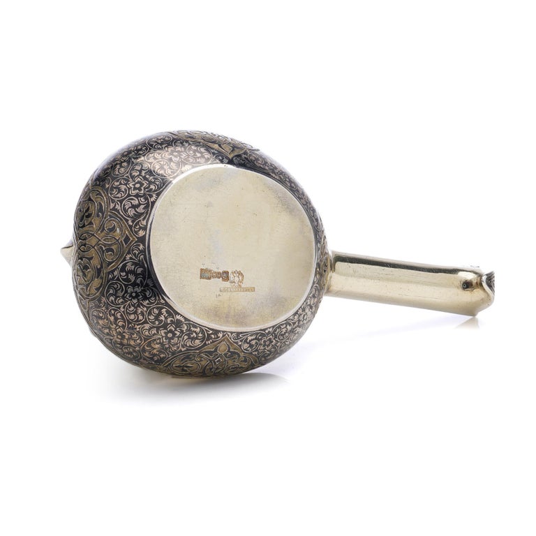 19th century 875 (84 Zolotniki) silver gilt niello kovsh by Pavel ...