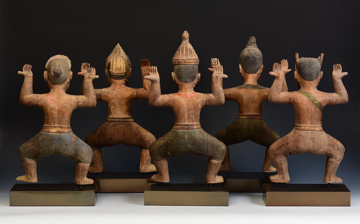 19th Century, a Set of Antique Indonesian Wooden Dancer Figurines For ...