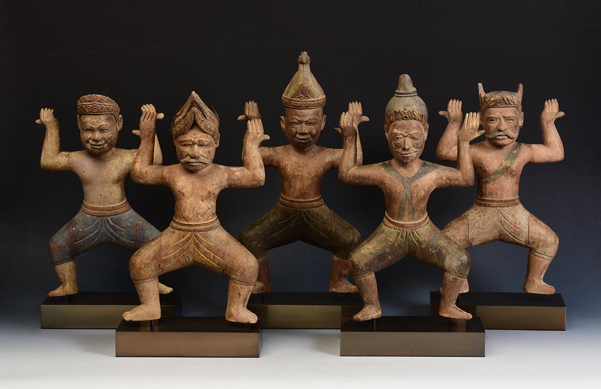 19th Century, a Set of Antique Indonesian Wooden Dancer Figurines For ...
