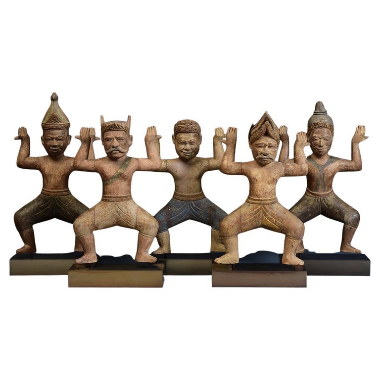 19th Century, A Set of Antique Indonesian Wooden Dancer Figurines For ...