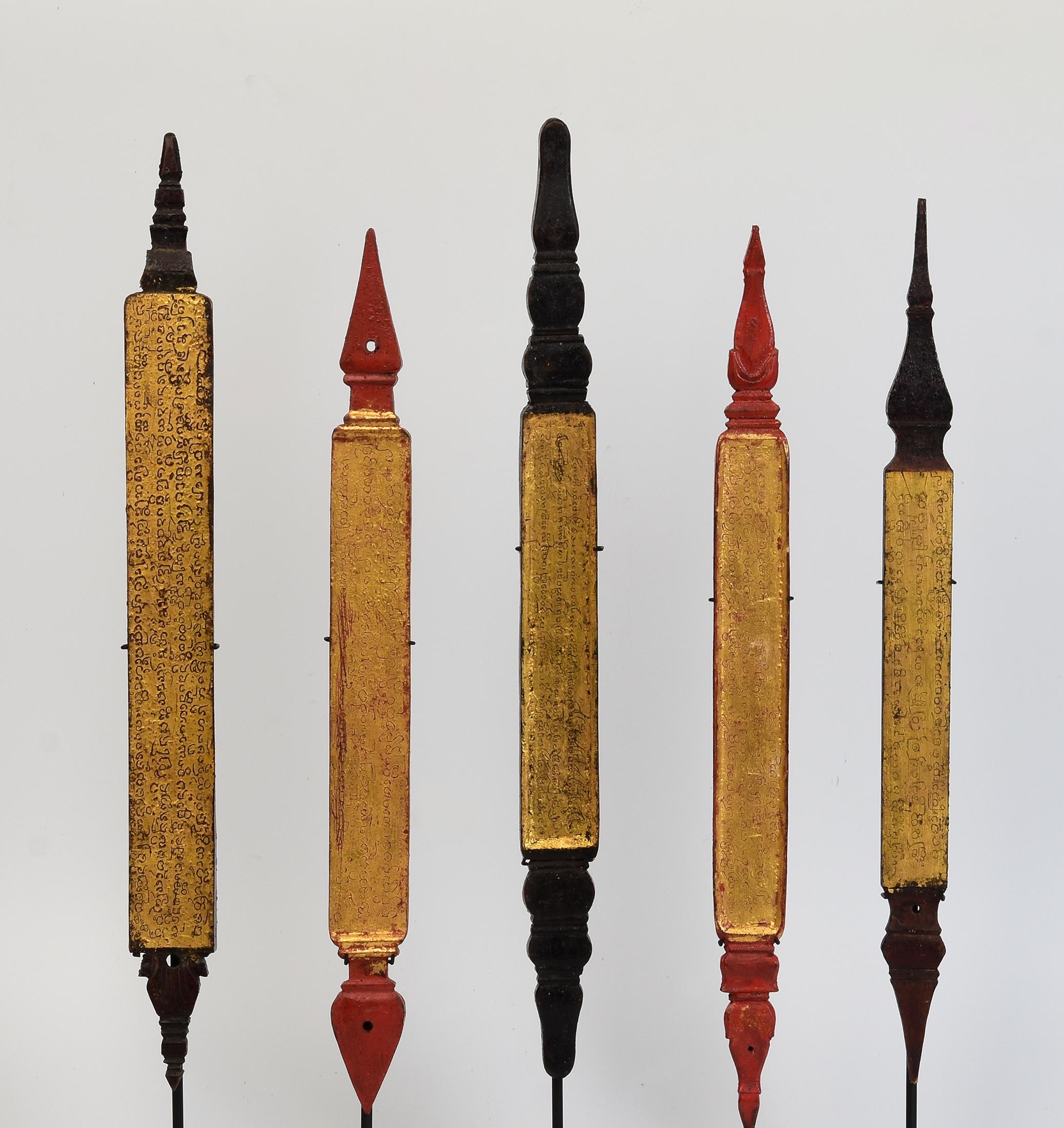 19th Century, a Set of Antique Lanna Thai Wooden Manuscript Bookmark ...