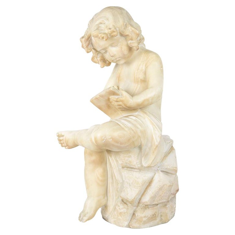 19th Century Alabaster Statue of Little Girl at 1stDibs