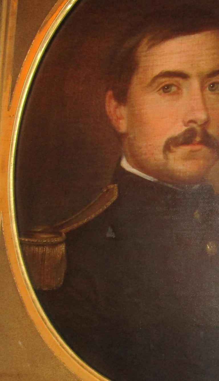 19th century American Civil War Union Army Officer Framed Portrait Oil ...