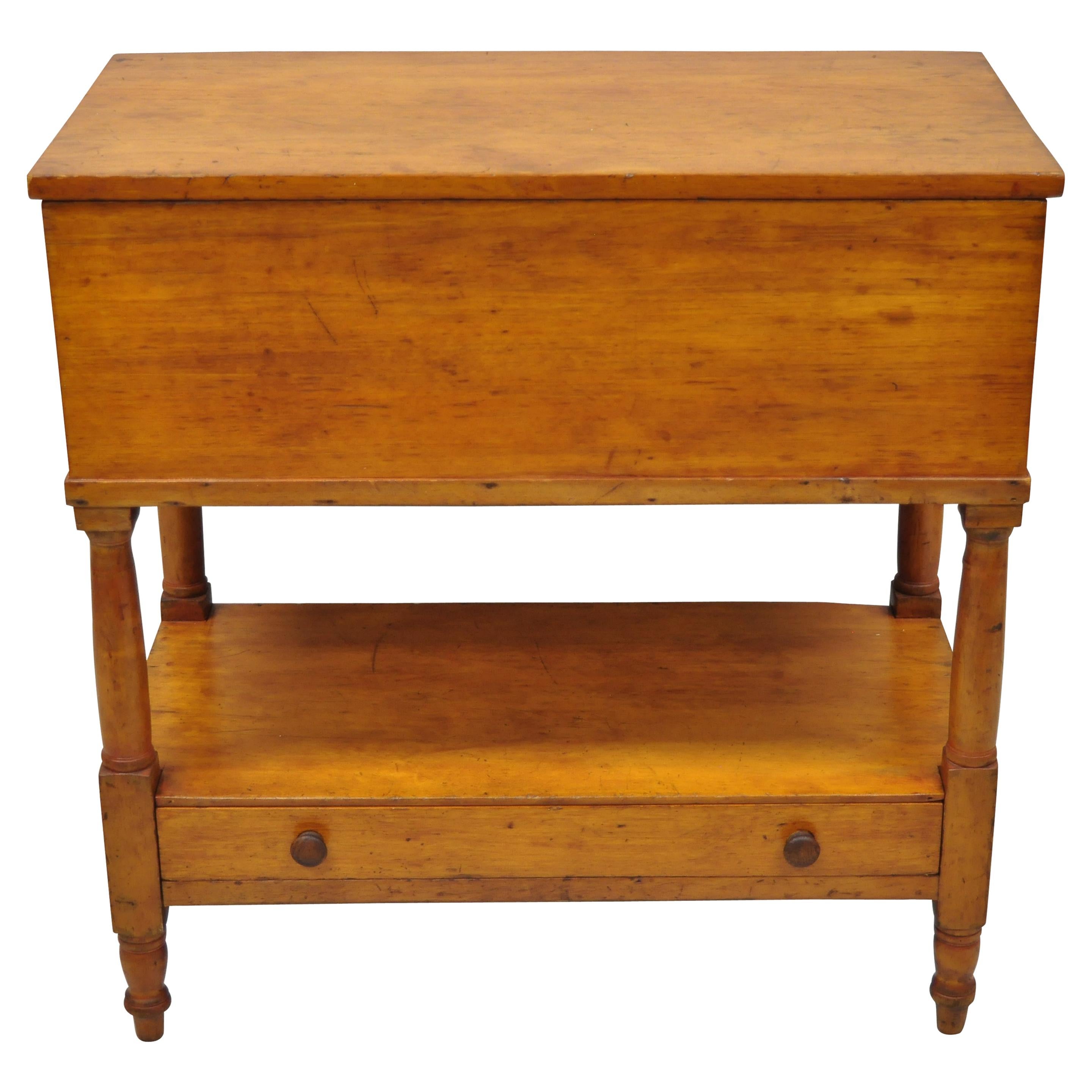 19th Century American Colonial Pine Wood Flip Top Dry Sink Cupboard ...