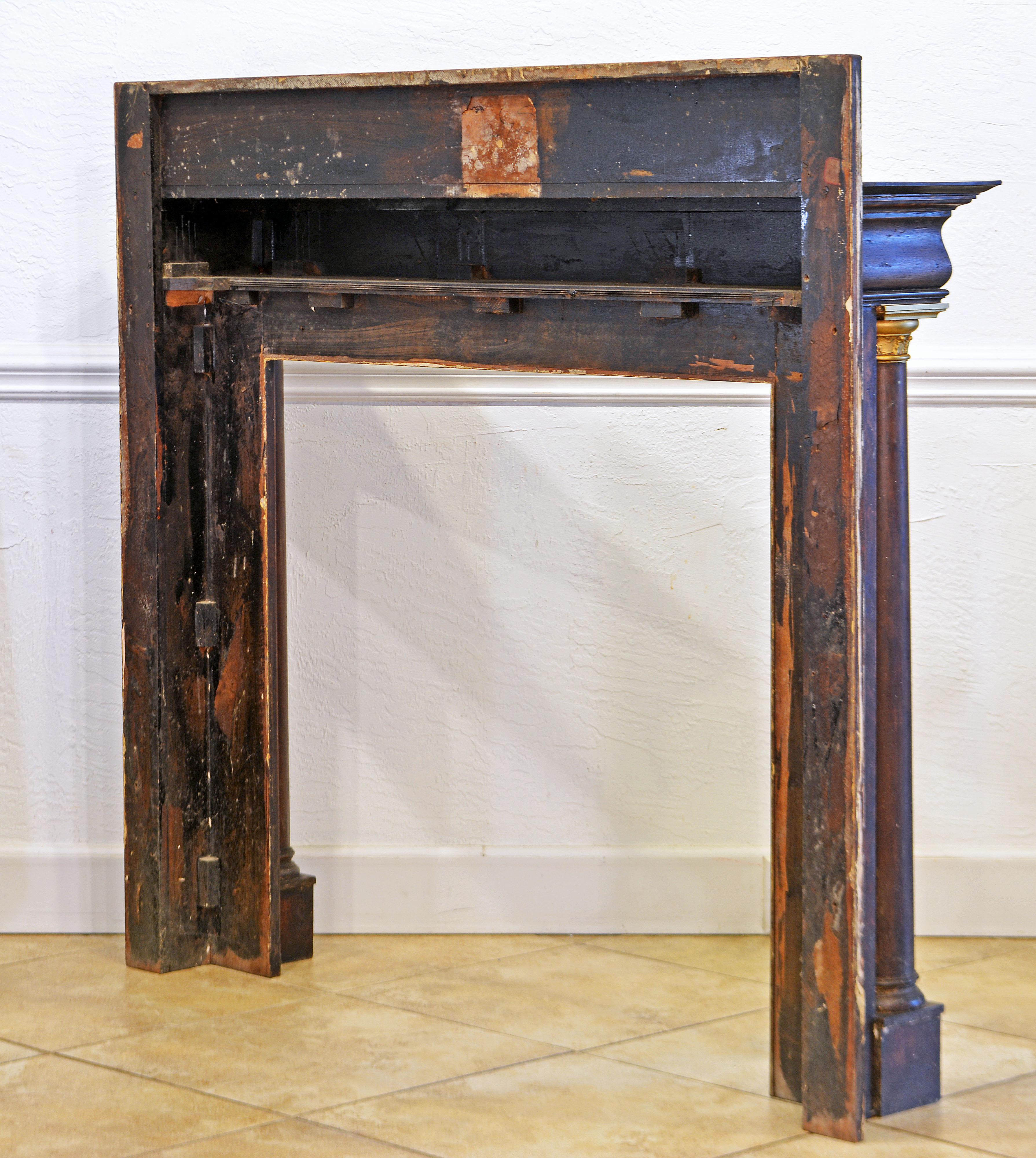 19th C. Southern Empire Style Walnut Fireplace Mantle with Classical ...