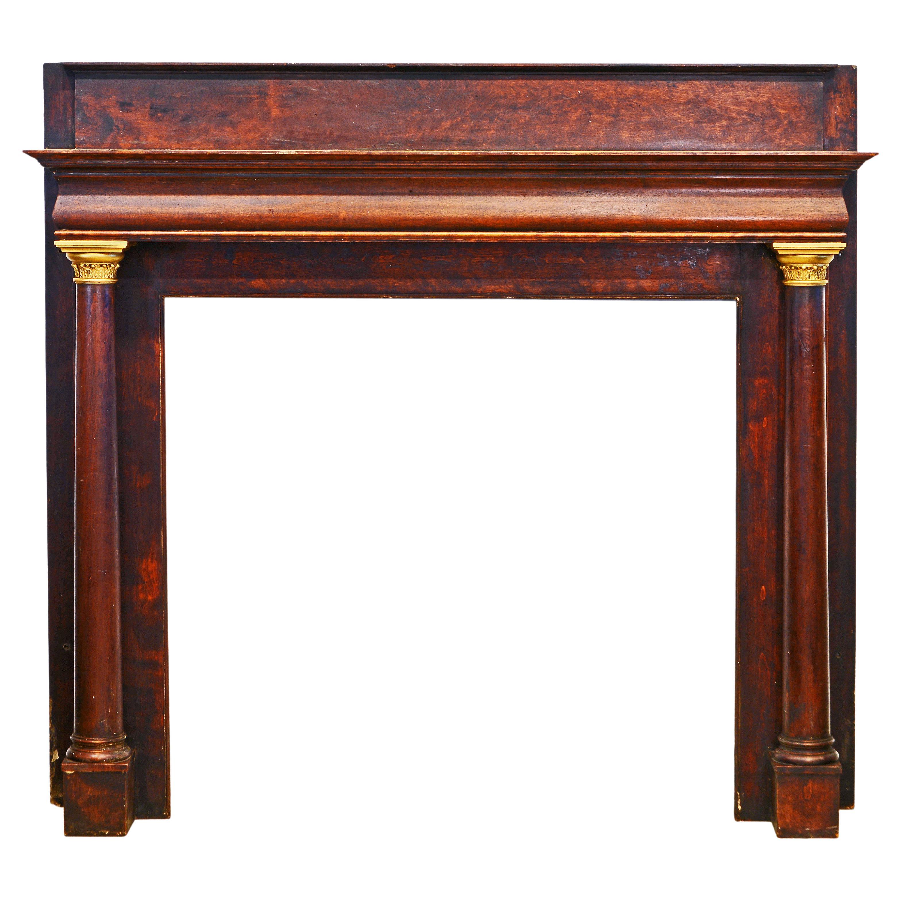 19th C. Southern Empire Style Walnut Fireplace Mantle with Classical ...